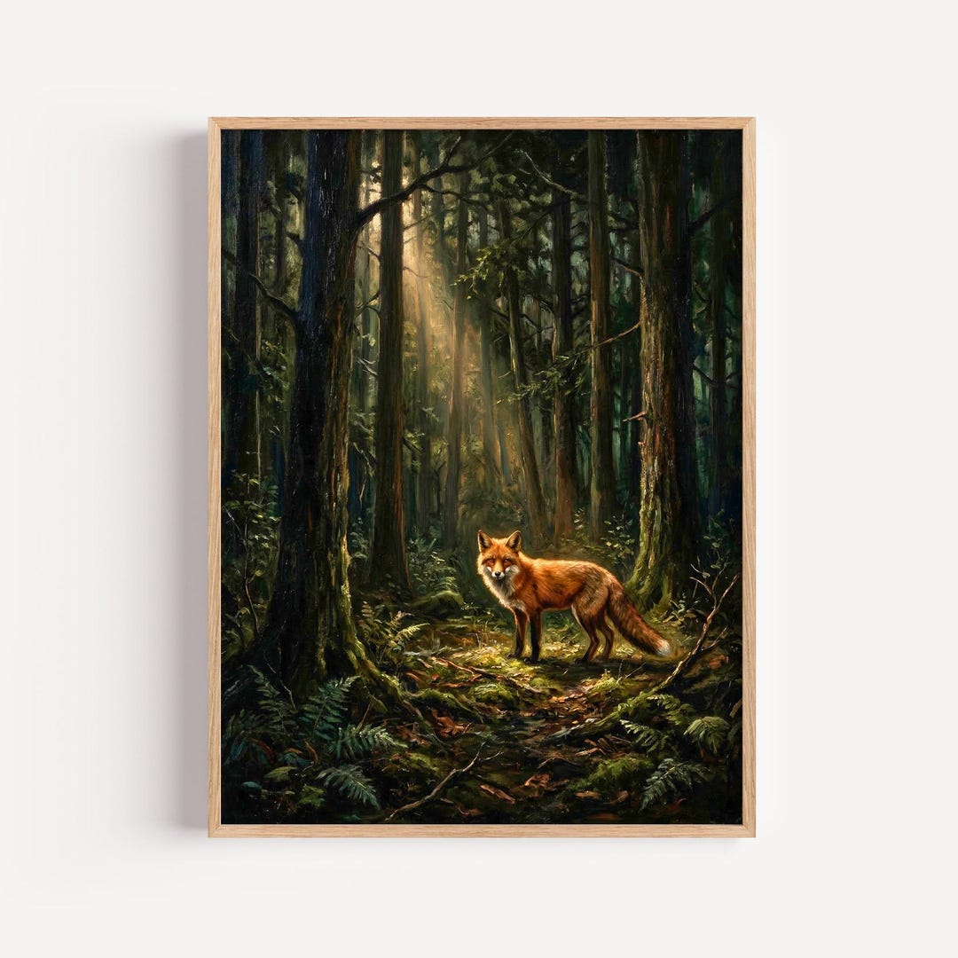 Red Fox in Sunlit Forest Canvas Print, Magical Woodland Landscape ...