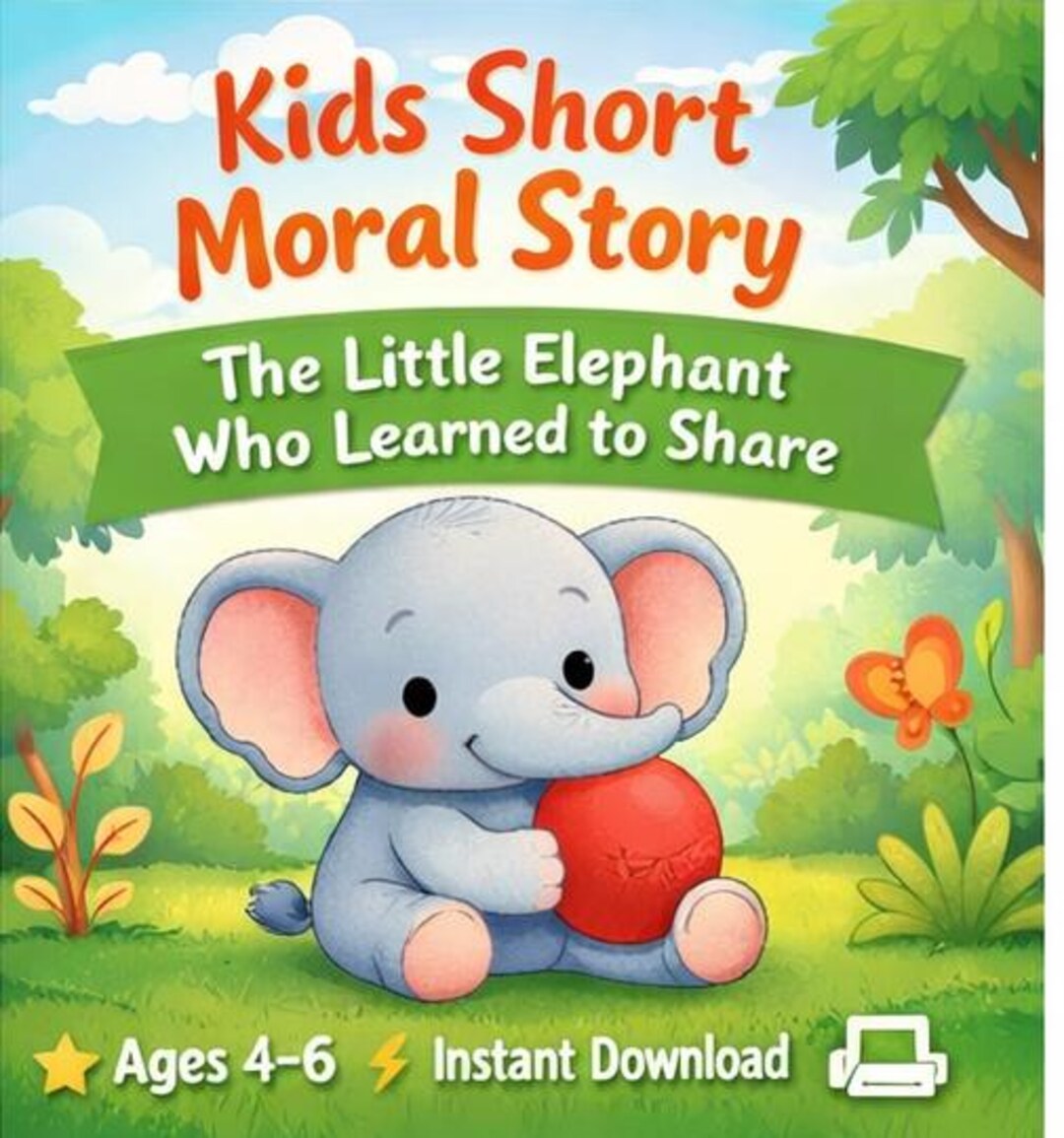 Kids Moral Story | the Little Elephant Who Learned to Share (PDF Ages 4 ...