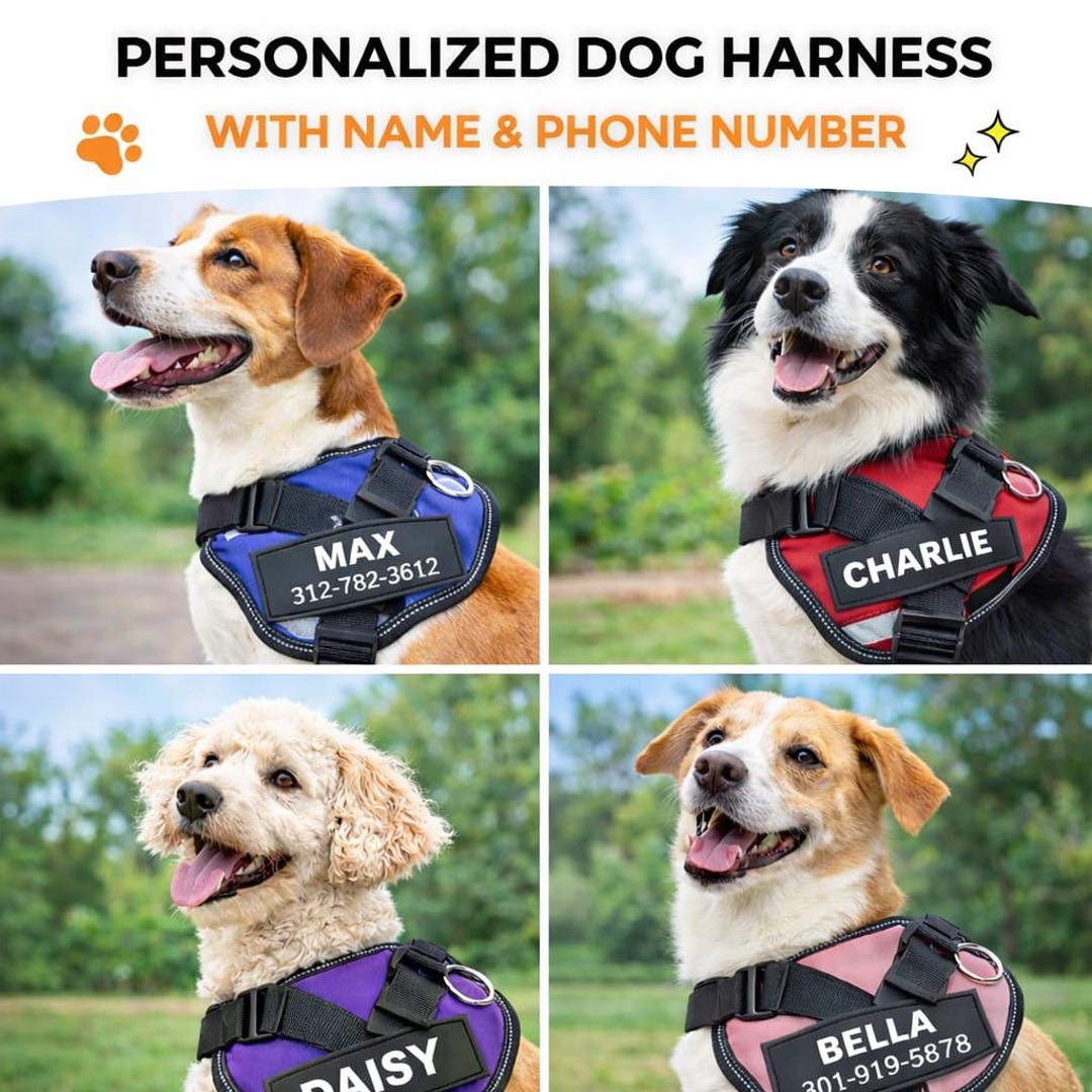 Personalized Dog Harness, Adjustable No-pull Pet Harness - Etsy