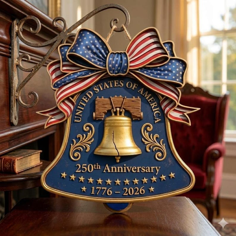 USA 250th Anniversary Liberty Bell Sign – Patriotic American ...
