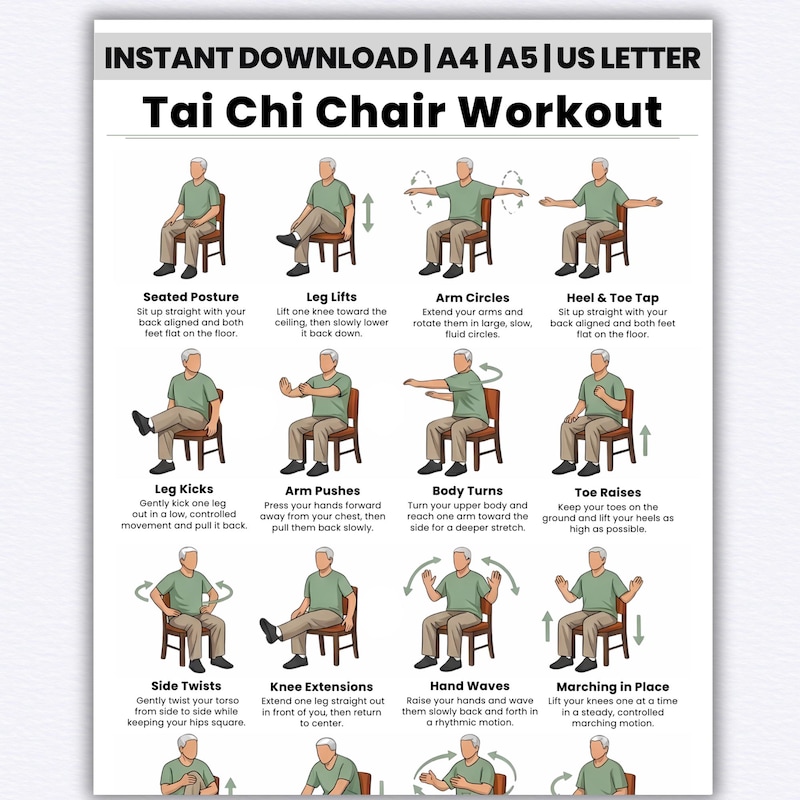 Tai Chi Printables For Seniors Etsy