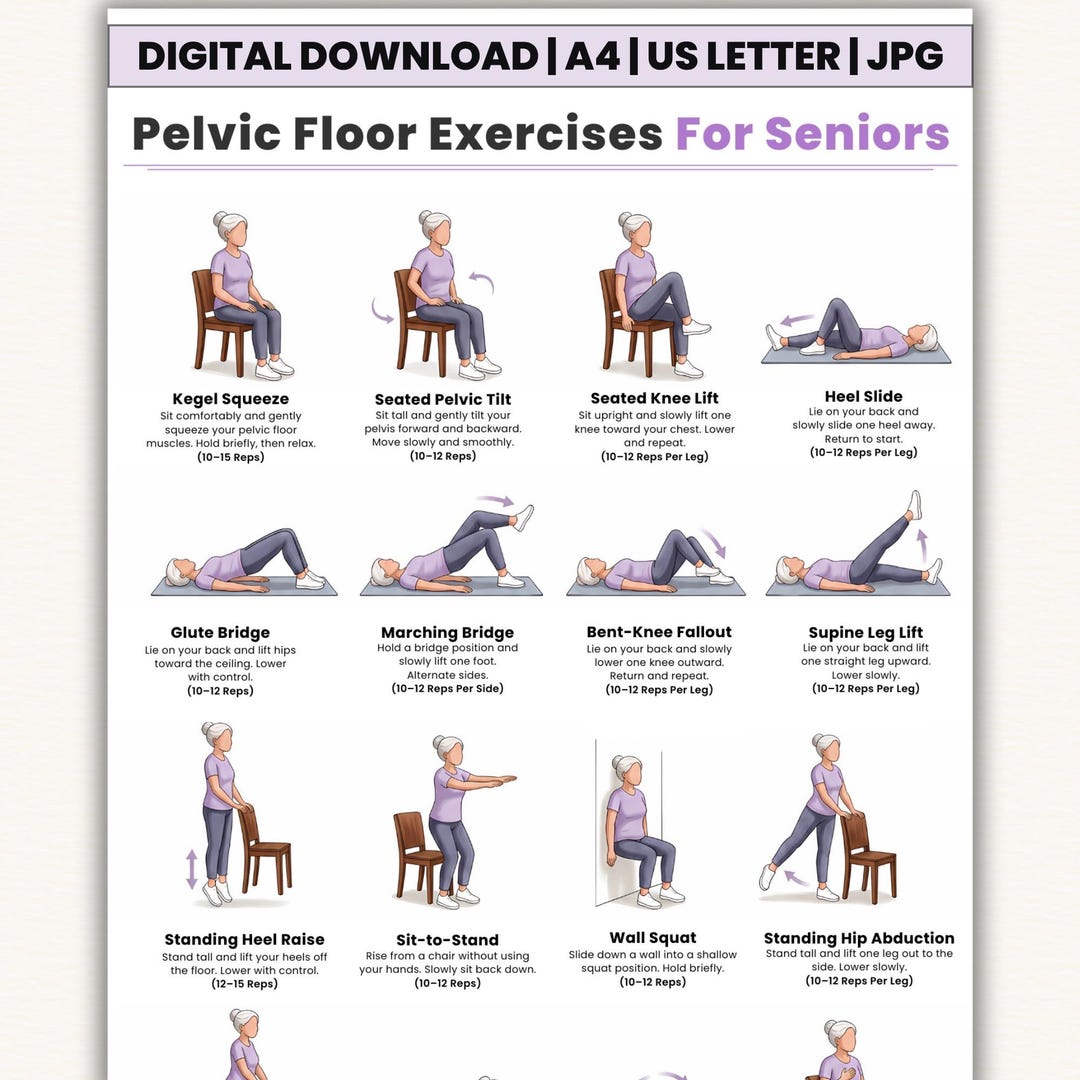 Printable Pelvic Floor Exercises for Seniors Kegel Exercise Chart for ...