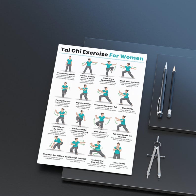 Printable Tai Chi Exercises for Women | Gentle Tai Chi Exercise Chart ...