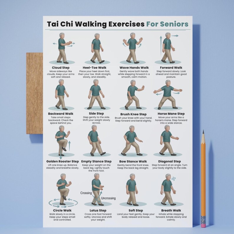 Printable Tai Chi Walking Exercises for Seniors | Safe Walking Routine ...