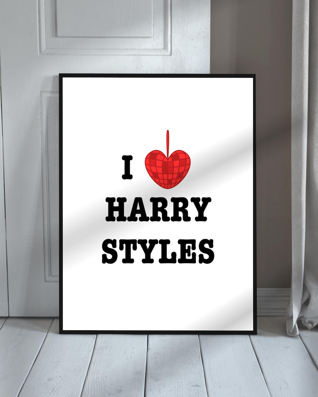 I Heart Harry Styles Poster, Disco Heart, Gift for 1D Fan (digital ...