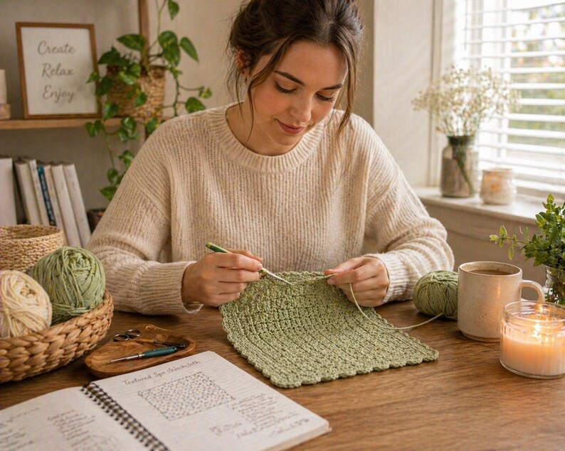 Spring Star Stitch Crochet Dishcloth Pattern, Textured Washcloth PDF ...
