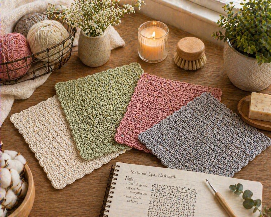 Spring Star Stitch Crochet Dishcloth Pattern, Textured Washcloth PDF ...