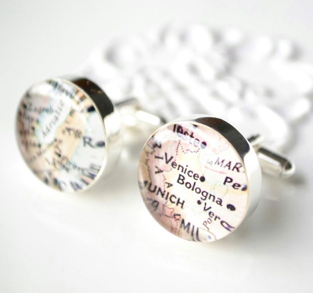 Personalized Map Cufflinks Wedding Accessories for the Groom | Etsy