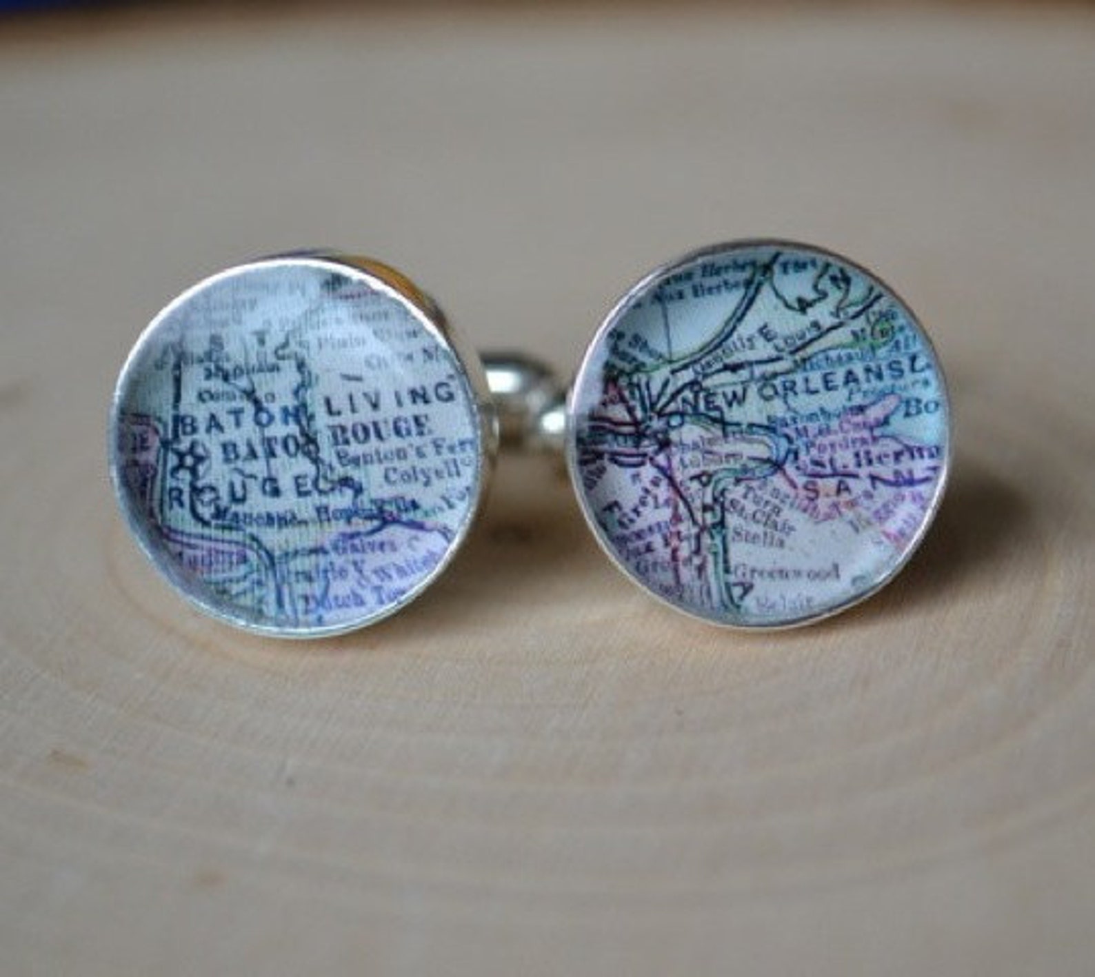 Custom Vintage Map Cufflinks Men's Cuff Links - Etsy