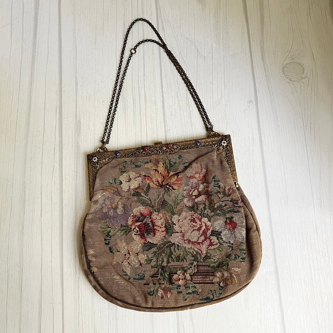 Antique Floral Petit Point Purse - Etsy