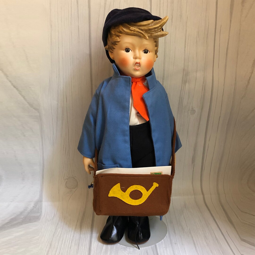 Vintage M I Hummel ' Postman' Doll, 15 Tall, 719, With Stand, Mail Bag ...