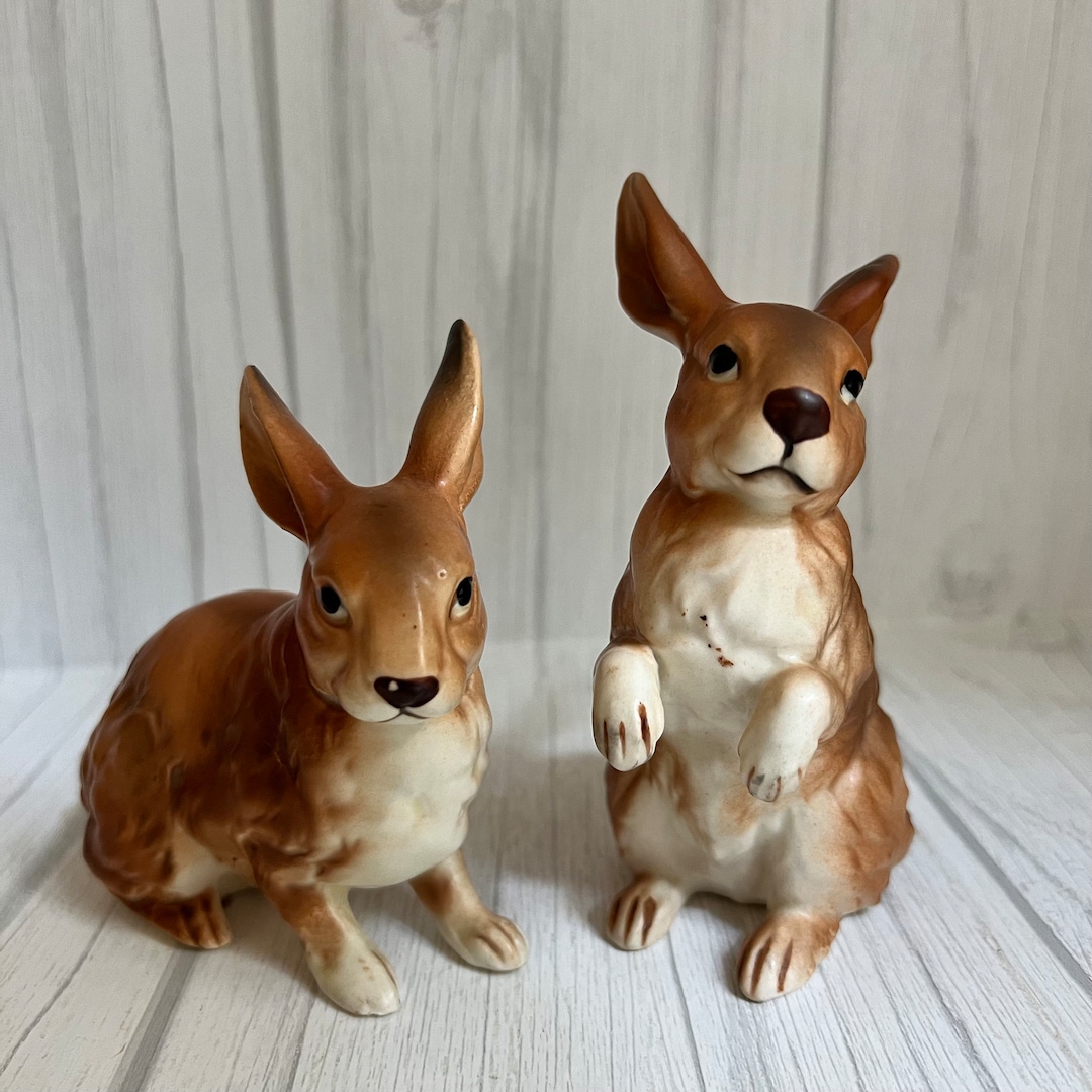 Vintage Lefton Ceramic Brown Rabbit - Etsy