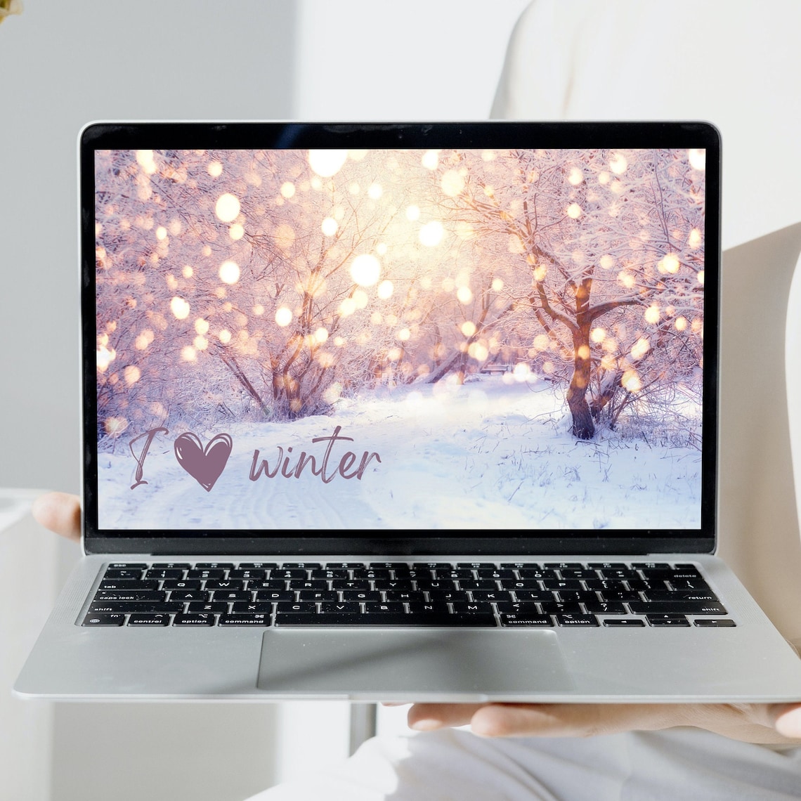 I Love Winter Snow Scene Bokeh Aesthetic Desktop Wallpaper Instant ...