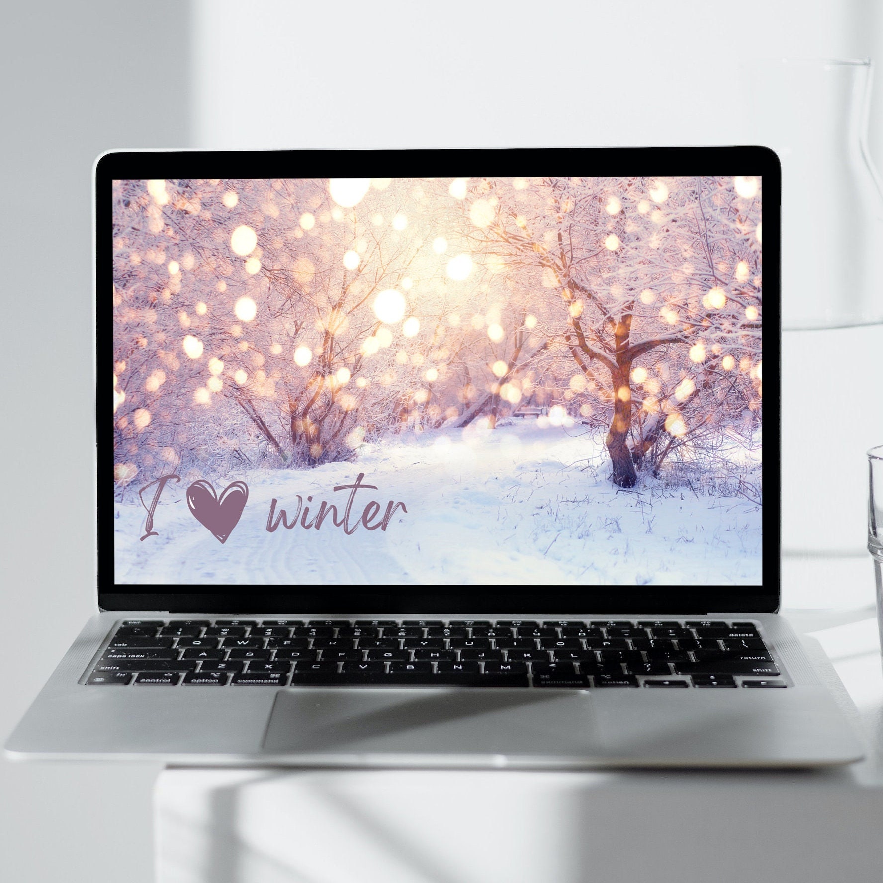 I Love Winter Snow Scene Bokeh Aesthetic Desktop Wallpaper Instant ...