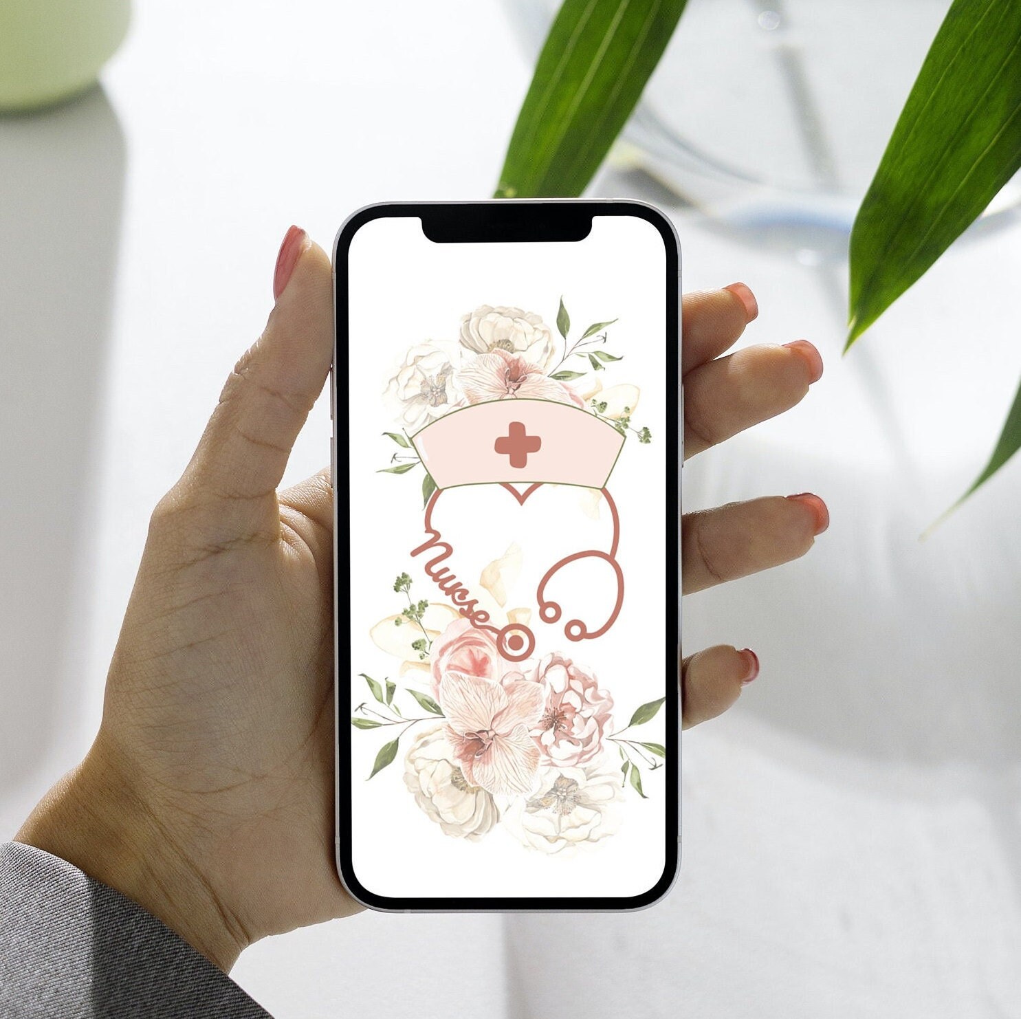 Nurse Medical Wallpaper Background Healthcare, Floral, Stethoscope, Lock Screen Instant Digital ...