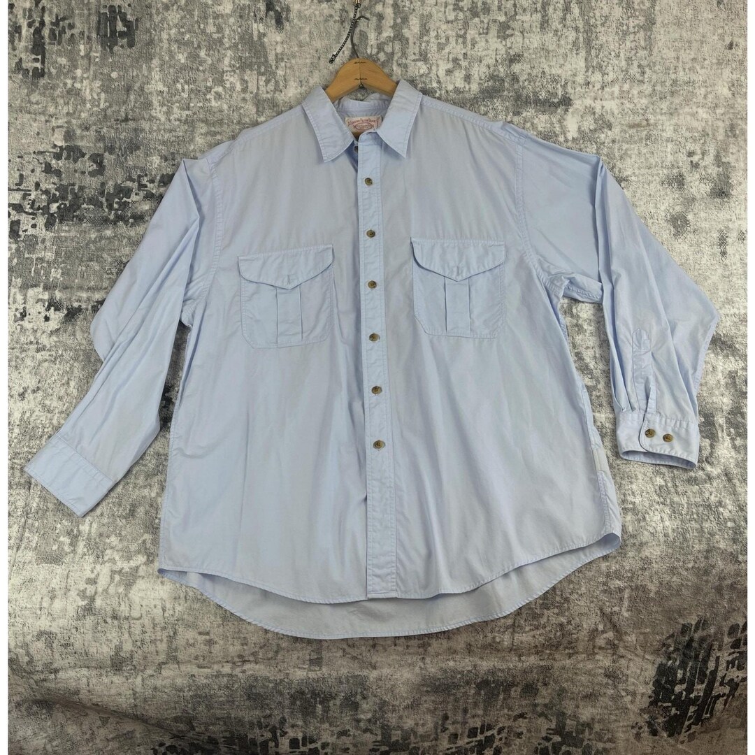 Vtg Filson 100% Cotton Utility Button Shirt Light Blue XXL Workwear ...