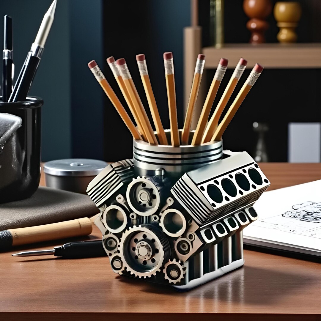 V8 Engine Pen Holder, Resin Car Parts Desk Organizer, Mechanic Gift - Etsy
