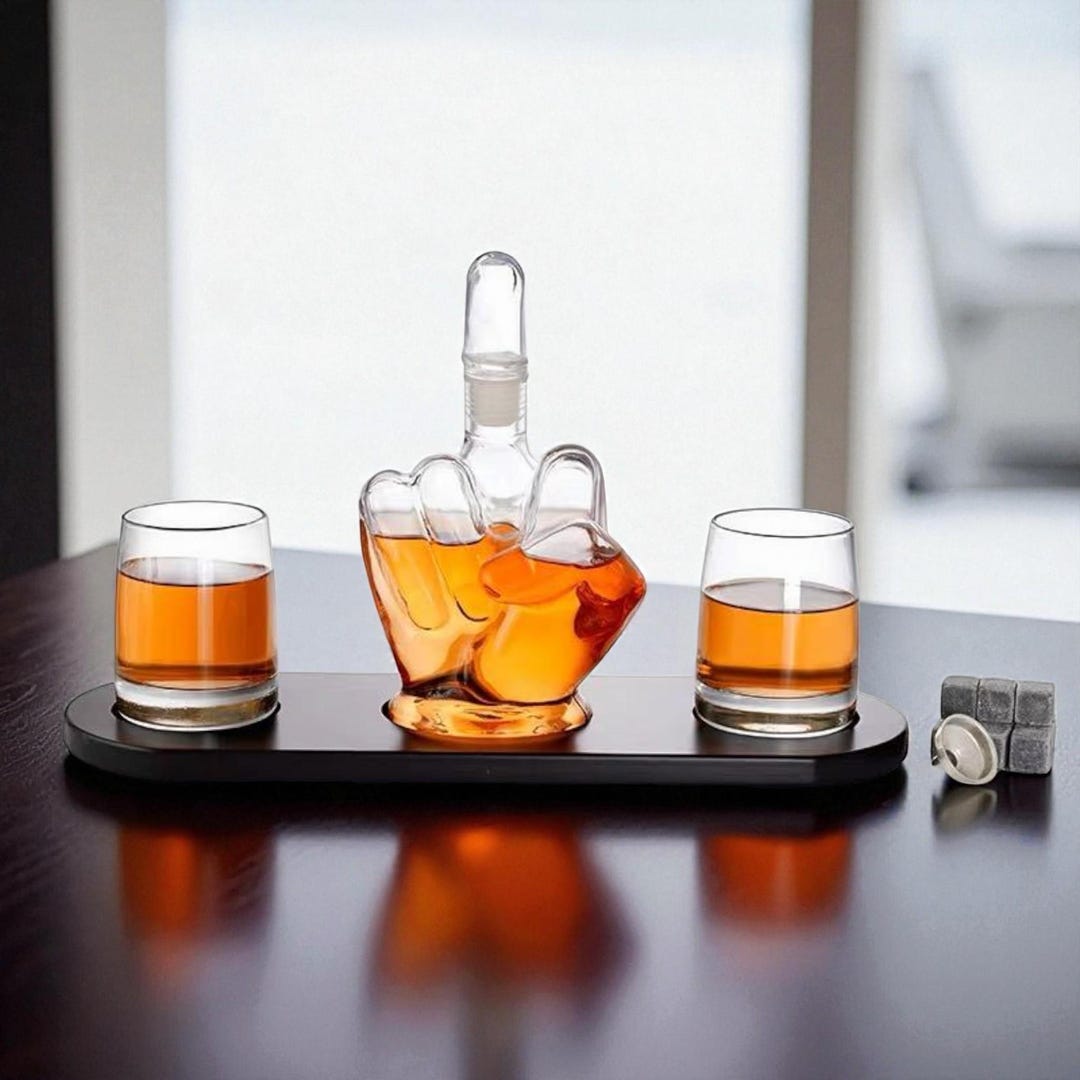 Middle Finger Whiskey Decanter Set, Rude Gag Gift Barware - Etsy