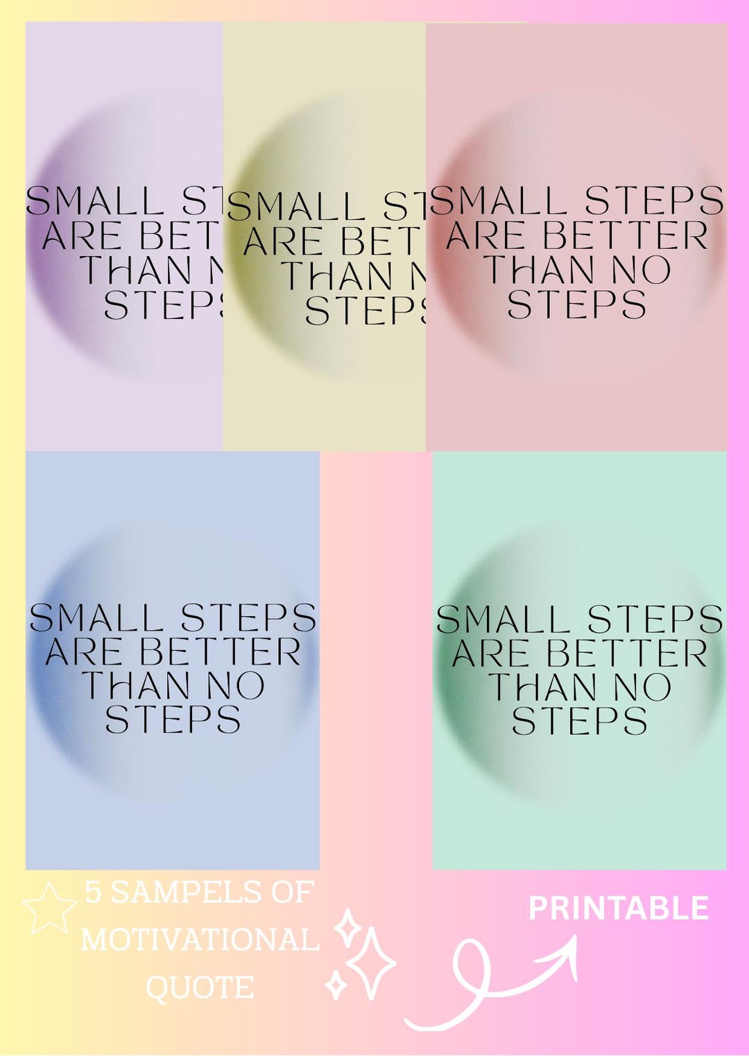 Motivational Quote Wall Art Printable, Small Steps Are Better Than No ...