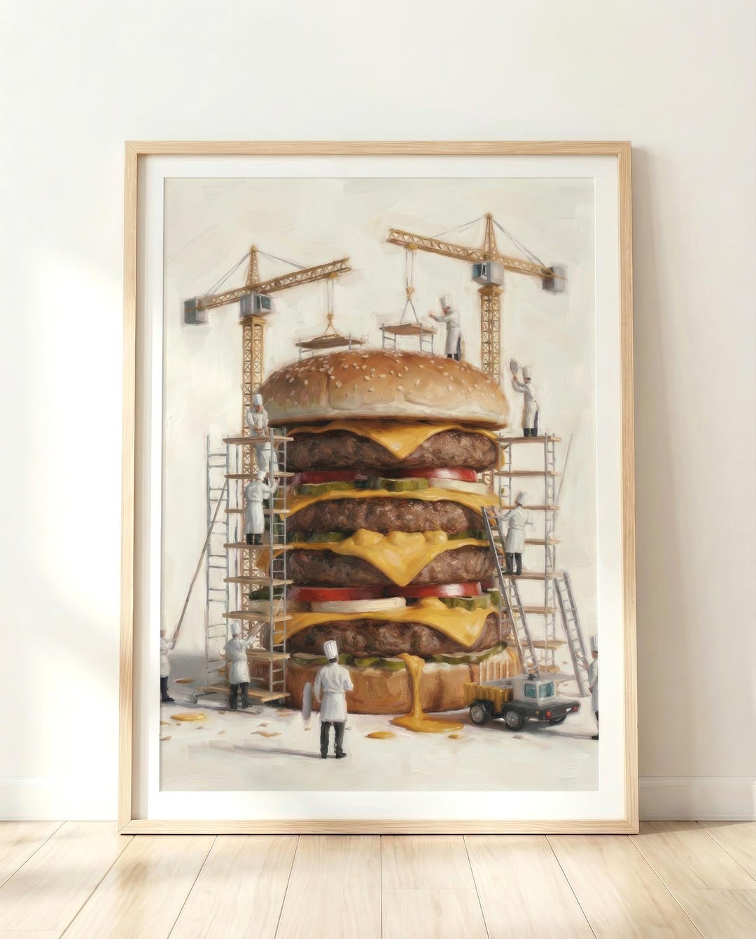 Surreal Burger Construction Art Print – Food Wall Art for Home, Kitchen ...
