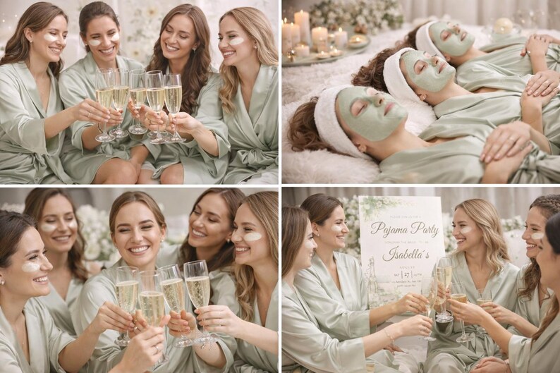 Spa Bachelorette Party Bundle, Editable Canva Templates (digital ...