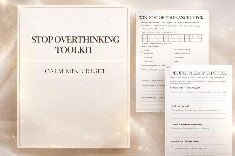 Stop Overthinking Toolkit Anxiety Worksheets PDF for Calm Mind Reset - Etsy