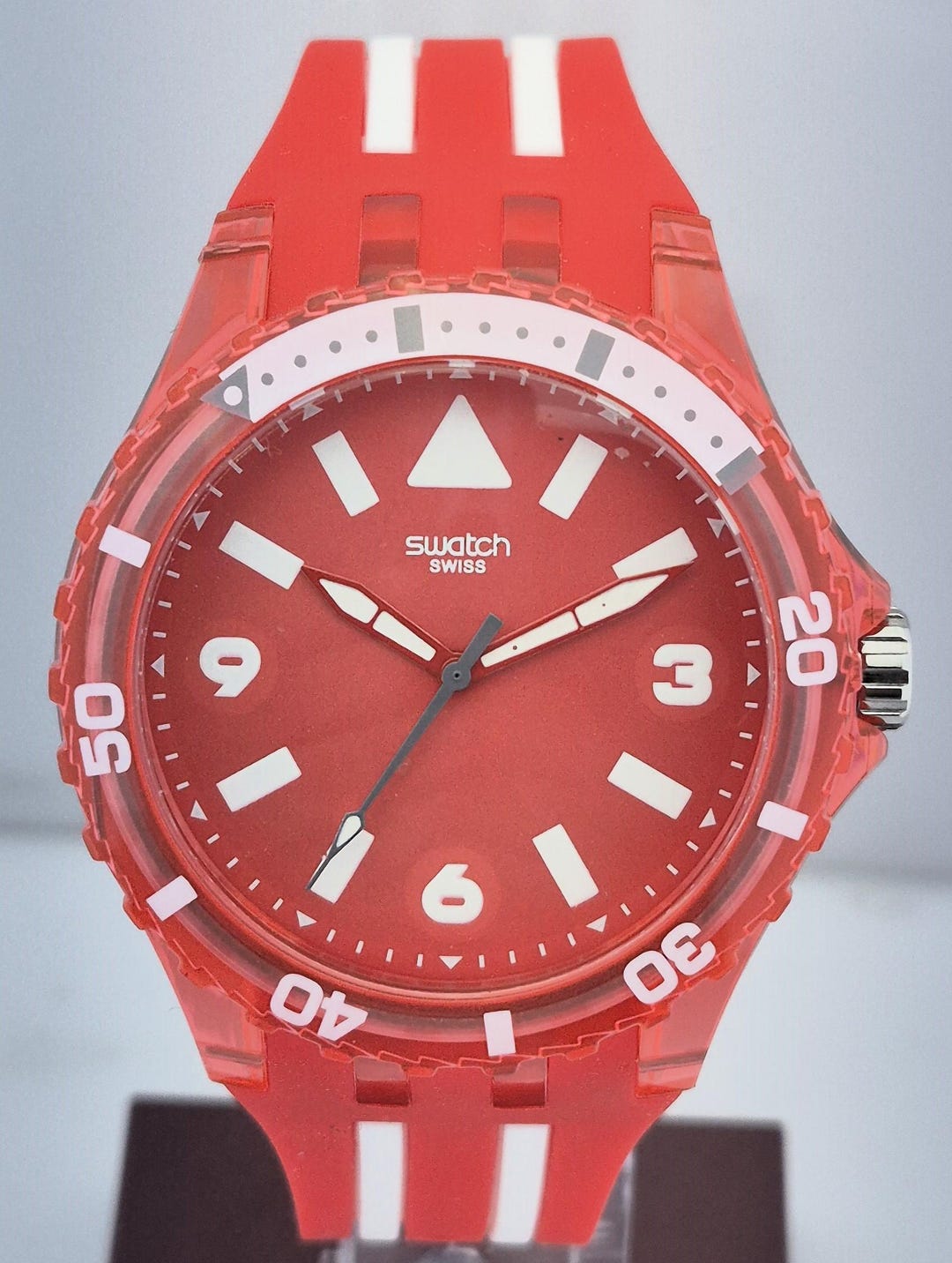 Vintage Swatch Red Dial Quartz Silicone Strap Wrist Watch - Etsy