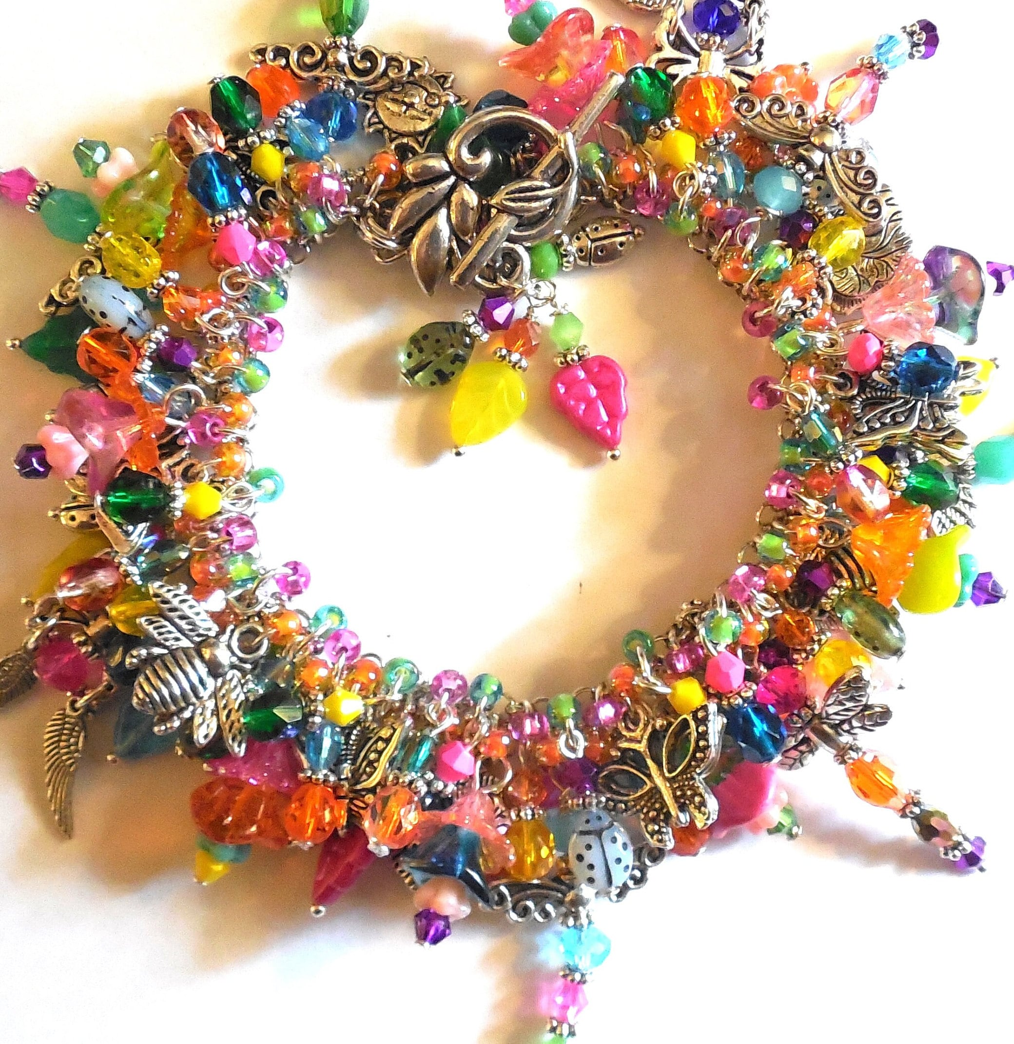 Dragonfly Chunky Charm Cha Bracelet Rainbow Butterflies,bumble Bee,lady ...