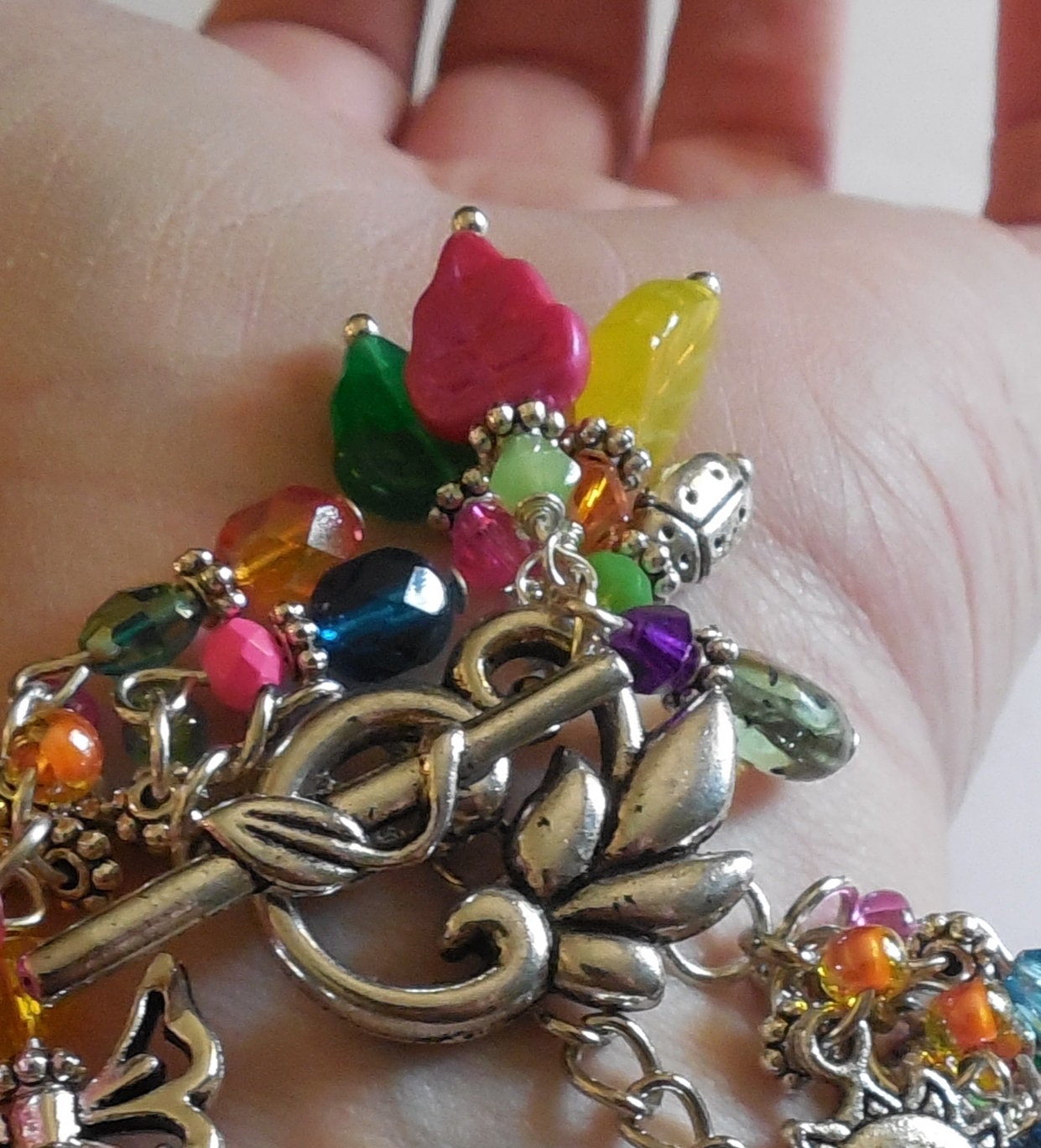 Dragonfly Chunky Charm Cha Bracelet Rainbow Butterflies,bumble Bee,lady ...