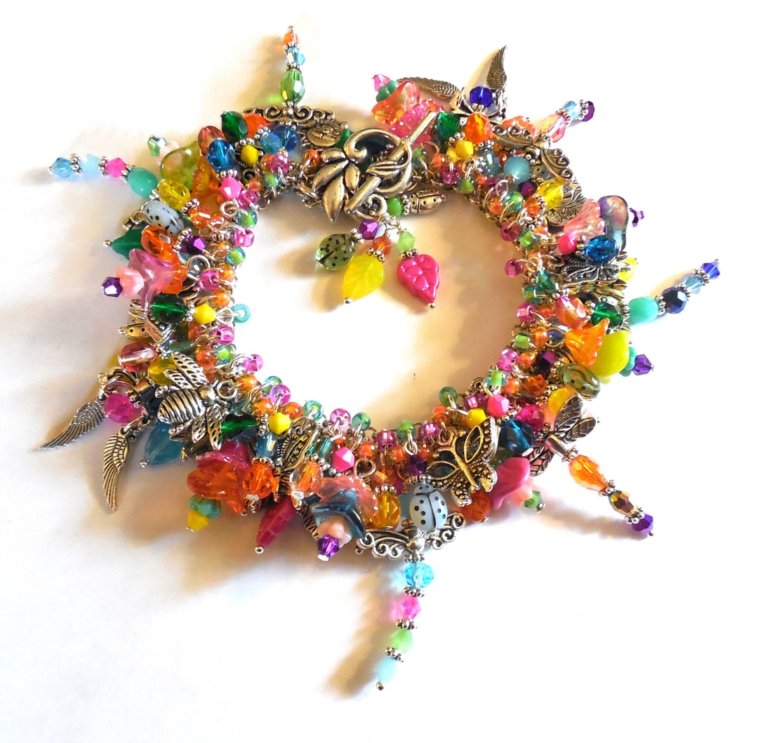 Dragonfly Chunky Charm Cha Bracelet Rainbow Butterflies,bumble Bee,lady ...