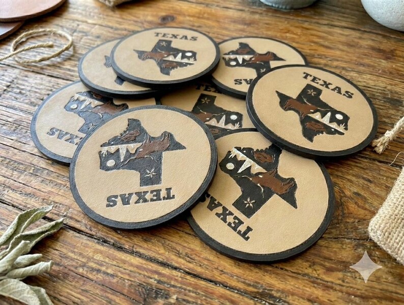 Texas Wood Style 3D Printed State Coaster – Unique Lone Star Longhorn ...