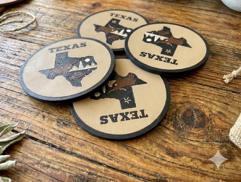 Texas Wood Style 3D Printed State Coaster – Unique Lone Star Longhorn ...