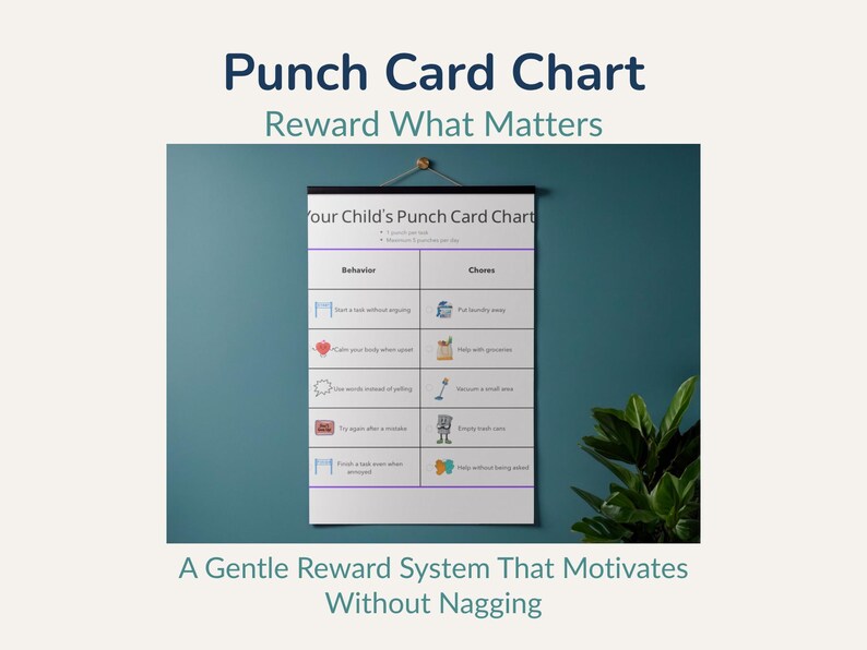 Printable Punch Card Chart for Kids | ADHD Behavior and Chore Chart ...