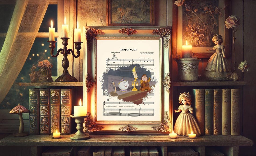 Beauty and the Beast Splatter Human Again Sheet Music Art Print - Etsy