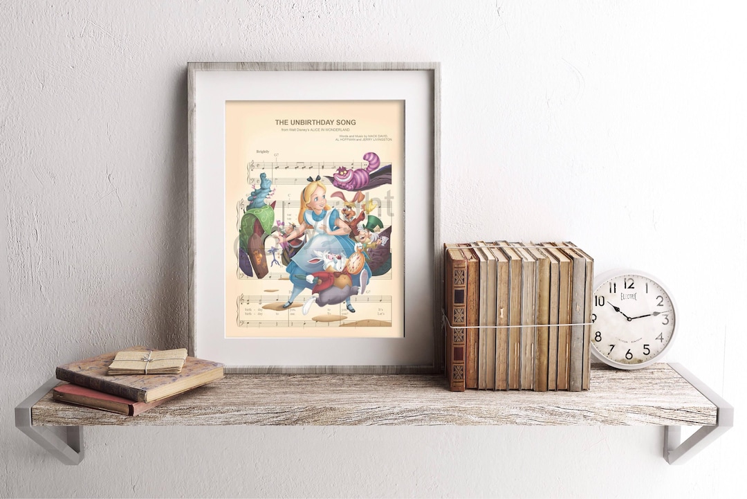 Alice in Wonderland Characters the Unbirthday Song Sheet Music Art ...