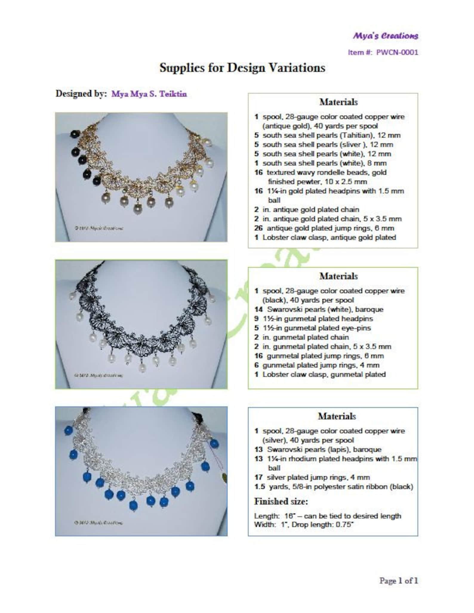 PDF Crocheted Wire Shell Lace Necklace Tutorial, How to Make a Crochet ...