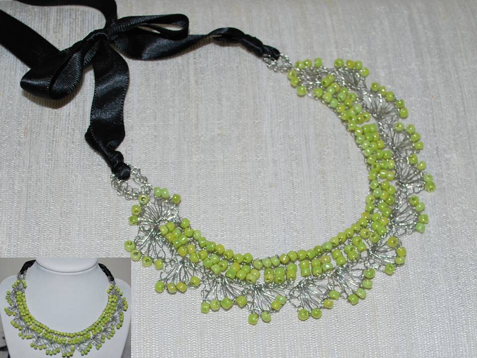 Crocheted Wire Lace Necklace Crochet Statement Necklace - Etsy