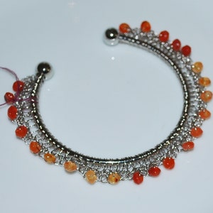 Hand Crocheted Wire Bangle, Beaded Wire Bangle, Crochet Wire Bracelet ...