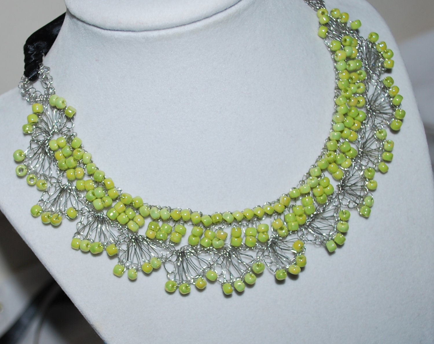 Crocheted Wire Lace Necklace Crochet Statement Necklace - Etsy