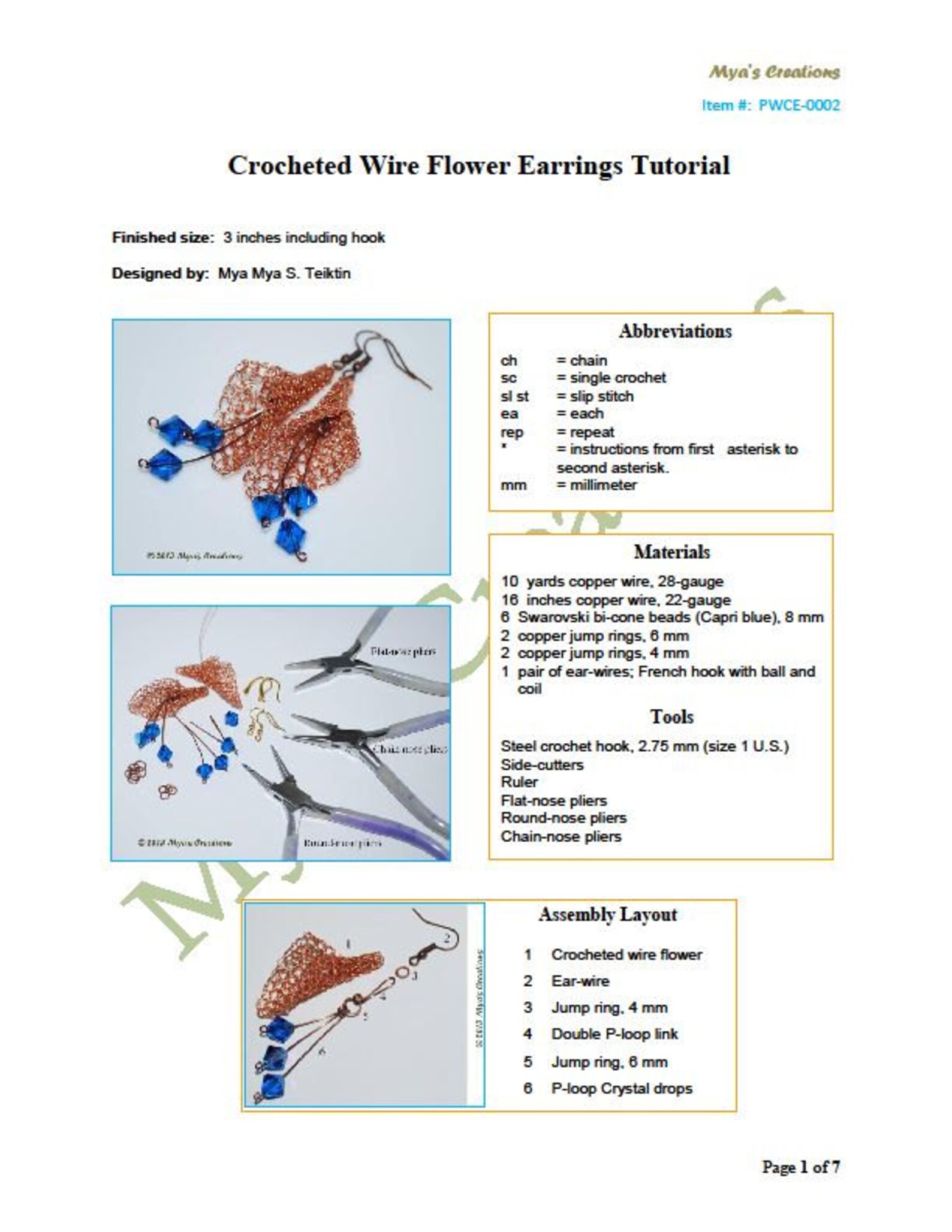 PDF Crocheted Wire Flower Earrings Tutorial, How to Make a Crochet Wire ...