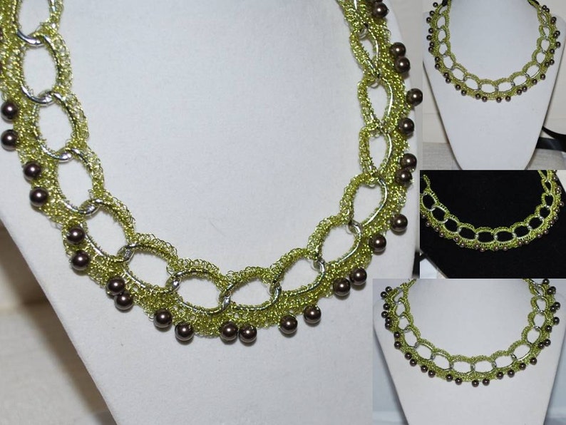 Bold Chain Crochet Necklace, Chunky Chain Crochet Necklace, Color Wire ...