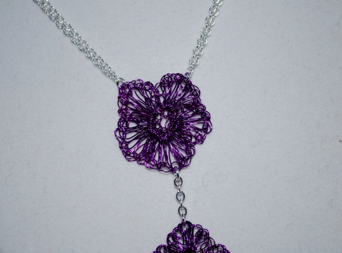Crochet Wire Necklace, Crochet Wire Flower Necklace, Crochet Wire ...
