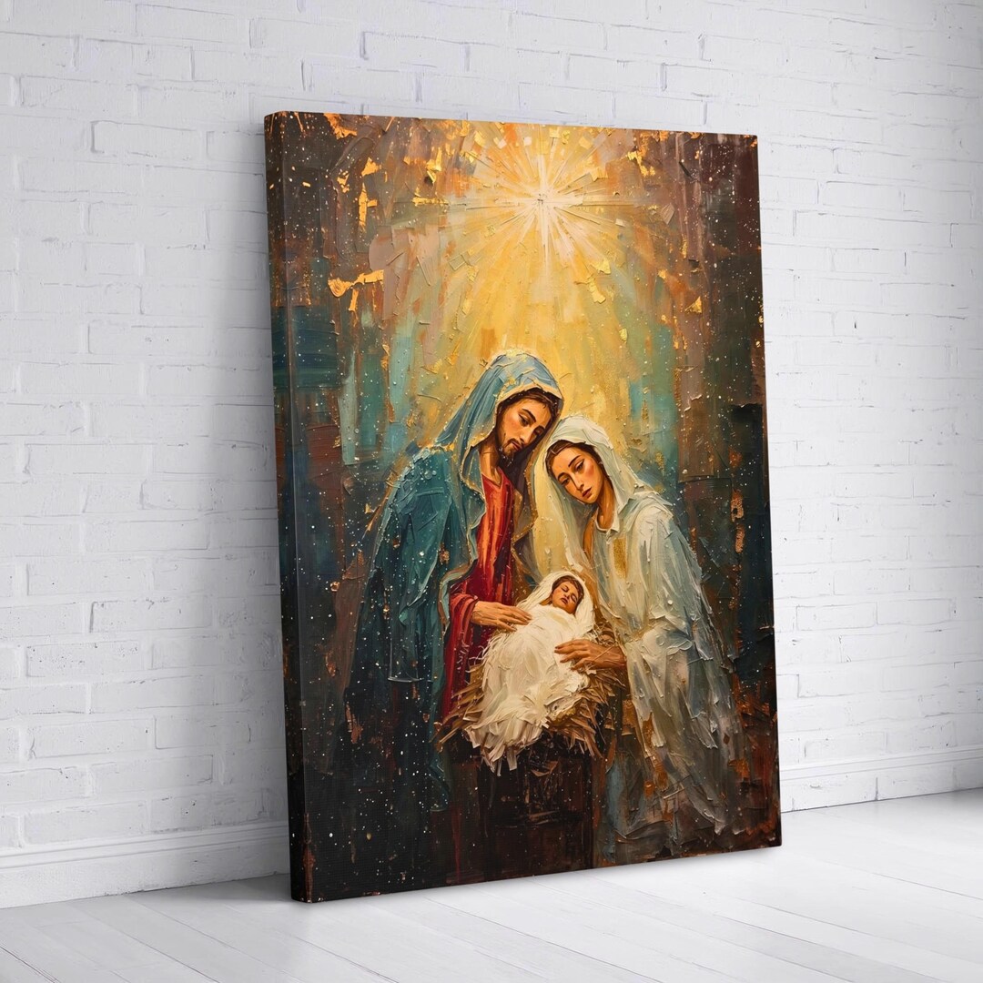 Holy Family Picture, Holy Family Painting, Jesus Mary Joseph Impasto ...