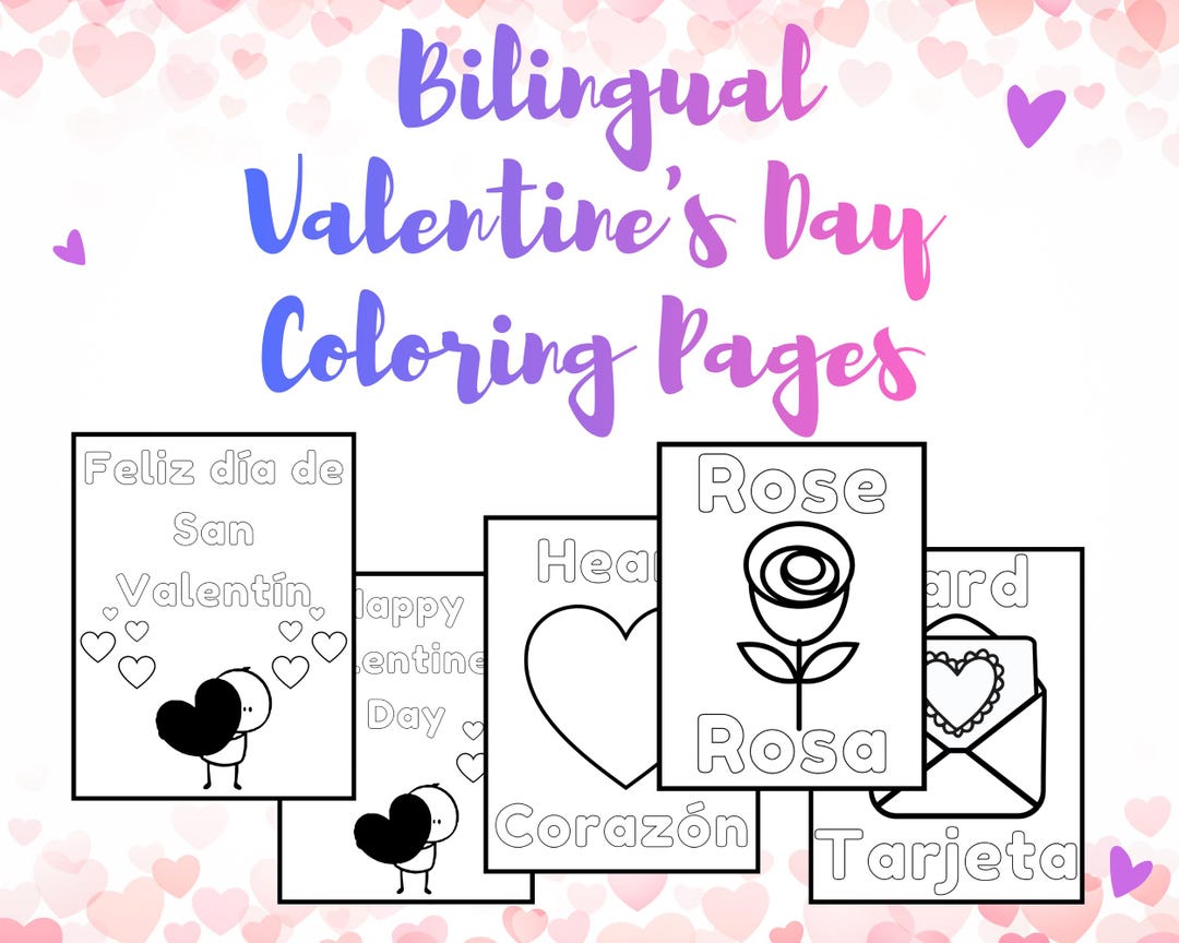 Bilingual Valentine's Coloring Pages | Dual‑language Early Learning ...