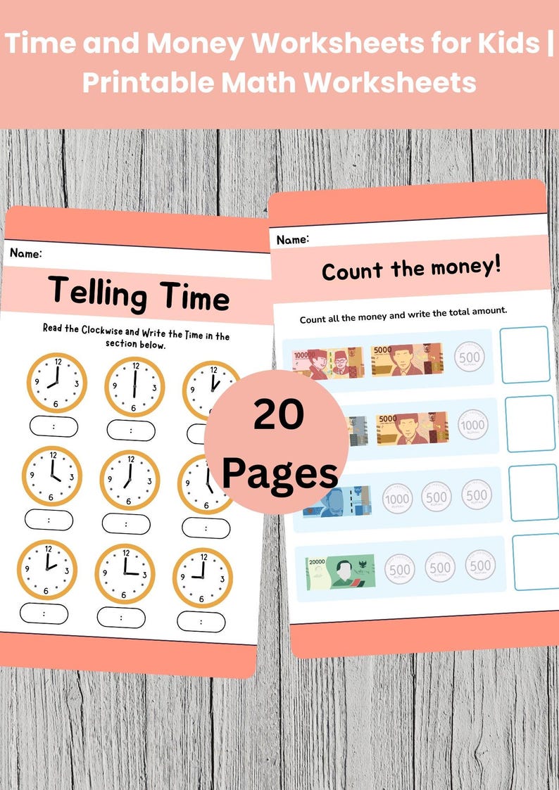 Printable Time and Money Worksheets for Kids | Math Activities (digital ...