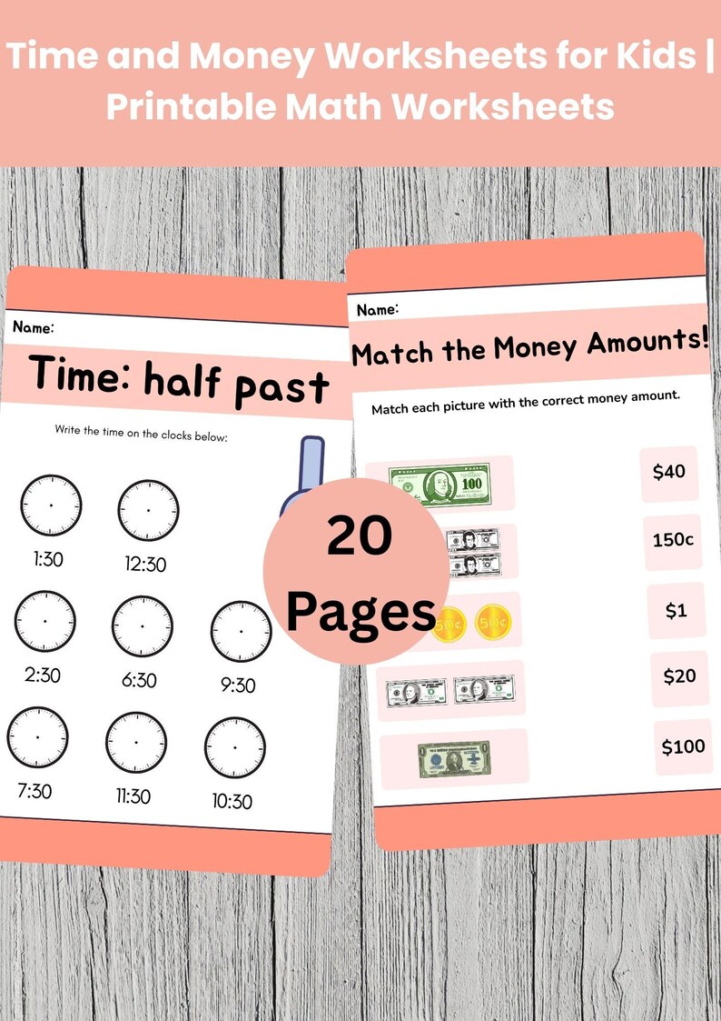Printable Time and Money Worksheets for Kids | Math Activities (digital ...