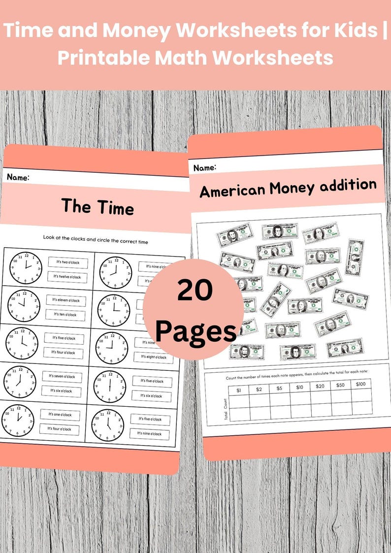 Printable Time and Money Worksheets for Kids | Math Activities (digital ...