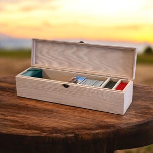 Handcrafted Wooden Trading Card Storage Box: Holds 750+ Sleeved Cards ...