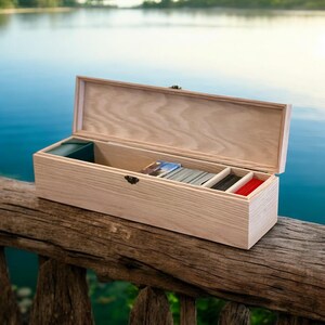 Handcrafted Wooden Trading Card Storage Box: Holds 750+ Sleeved Cards ...