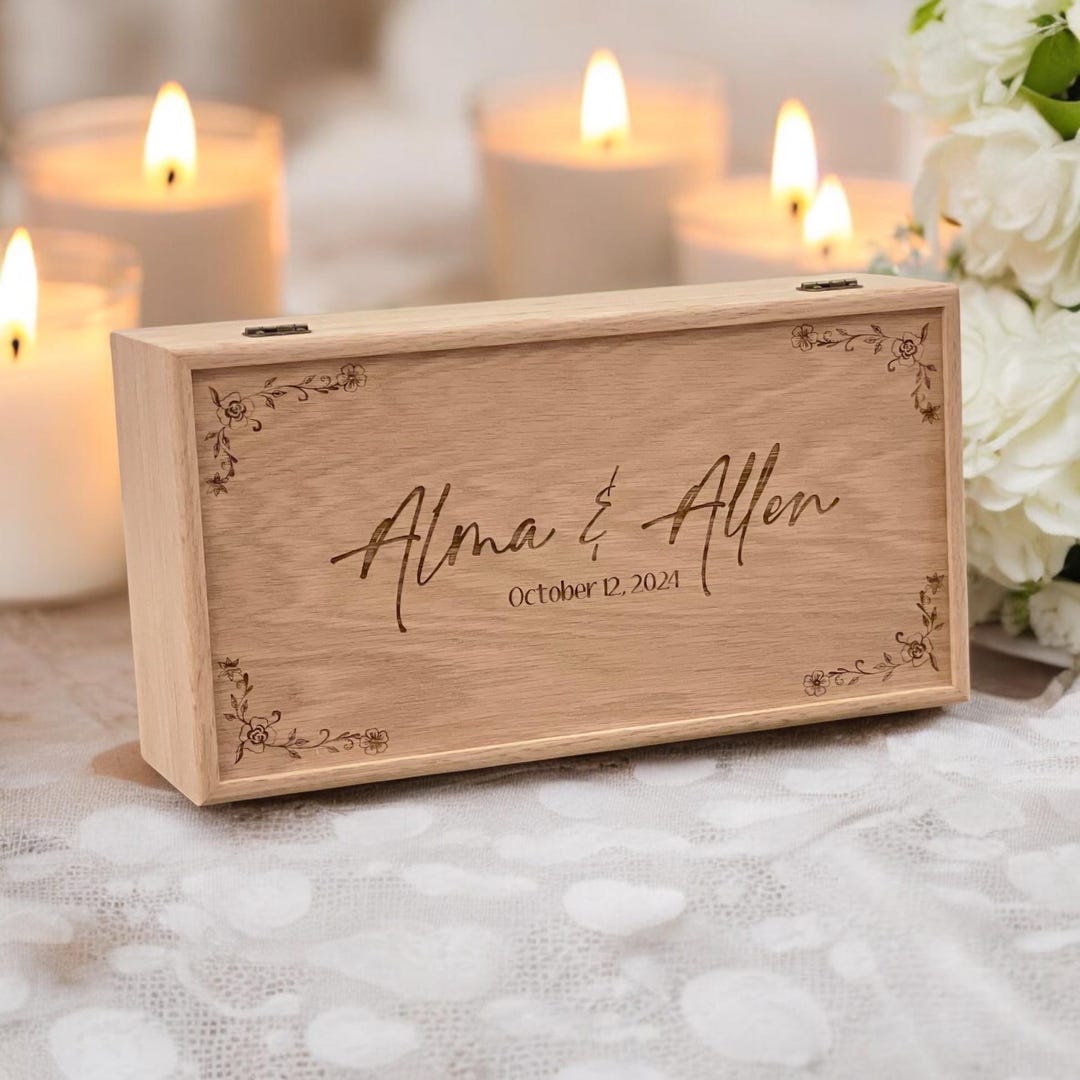 Personalized Wedding Wine Box: Engraved Wooden Gift for Couple - Etsy